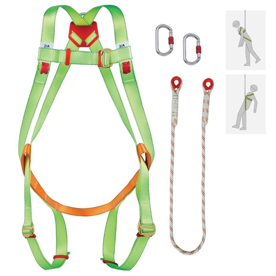 Arnês Antiqueda Dorsal + Frontal + Corda 1,50MT + Mosquetões - Ibersafety